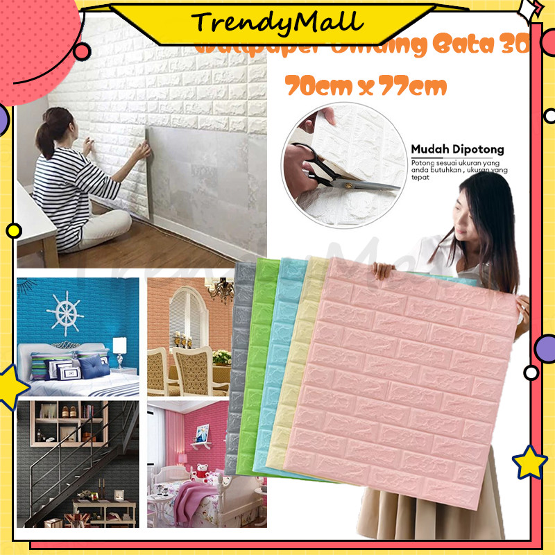 Jual 10pcs Wallpaper Dinding Foam Timbul 3D Motif Bata Putih Classic Brick 70 X 77 Cm/ Motif ...