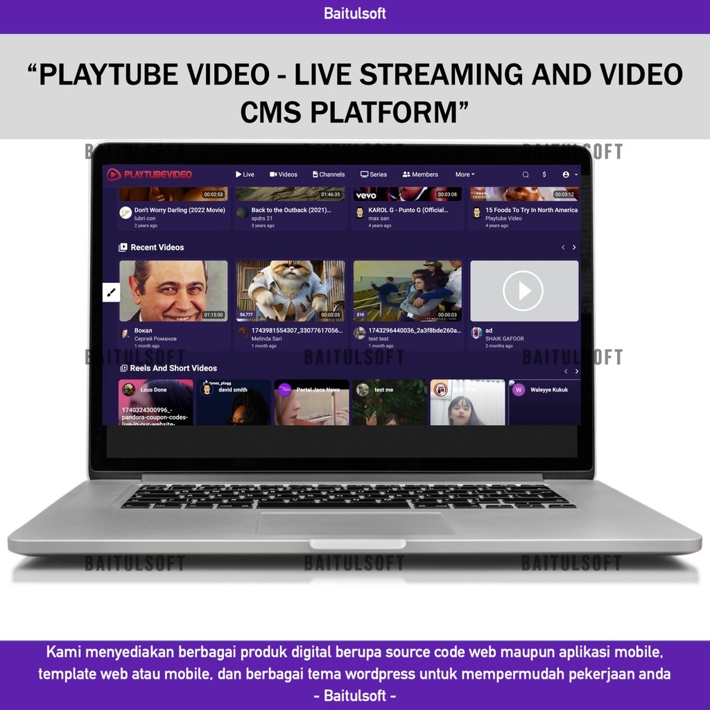 Jual SOURCE CODE APLIKASI WEB PLAYTUBE VIDEO - LIVE STREAMING AND VIDEO CMS PLATFORM D308 ...