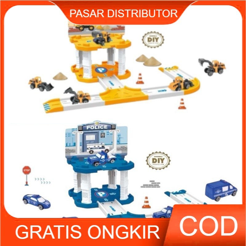 Jual Mainan Anak 18 PIEZAS PARKING LOT PLAYSET Mainan Track Jalur ...