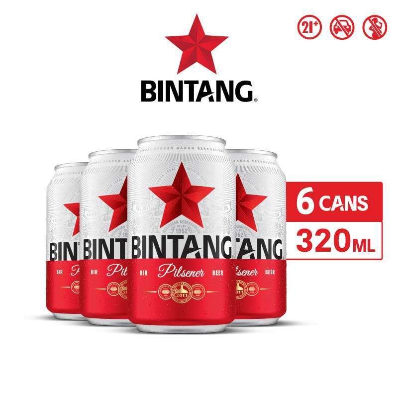 Jual Bintang Crystal Can 320ml 6 Pcs FREE LIGHTSTICK | Shopee Indonesia
