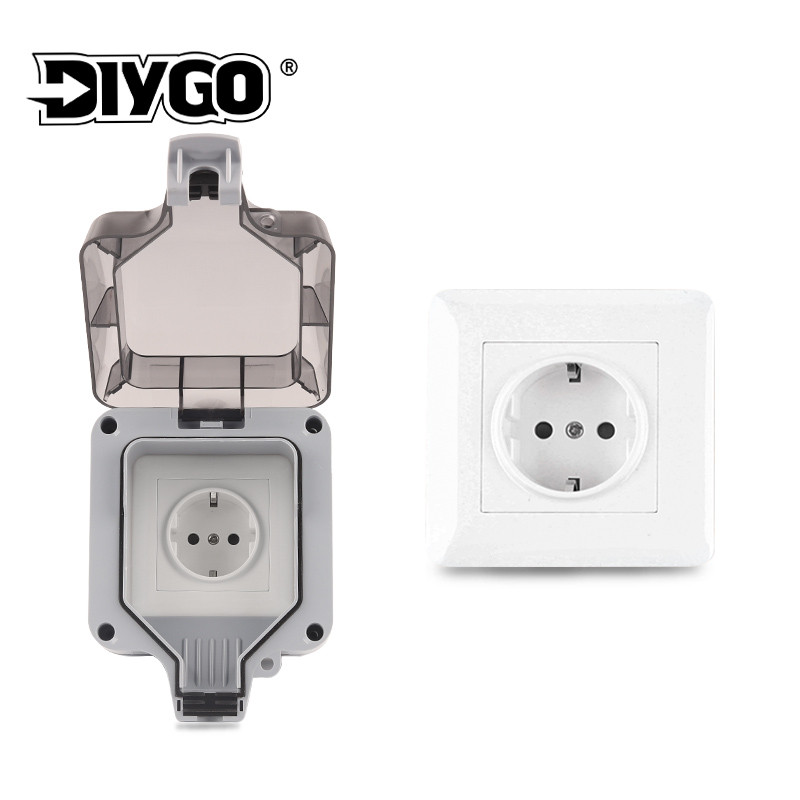 Jual IP66 Outdoor Socket Wall Plug with Waterproof Box EU Standard ...