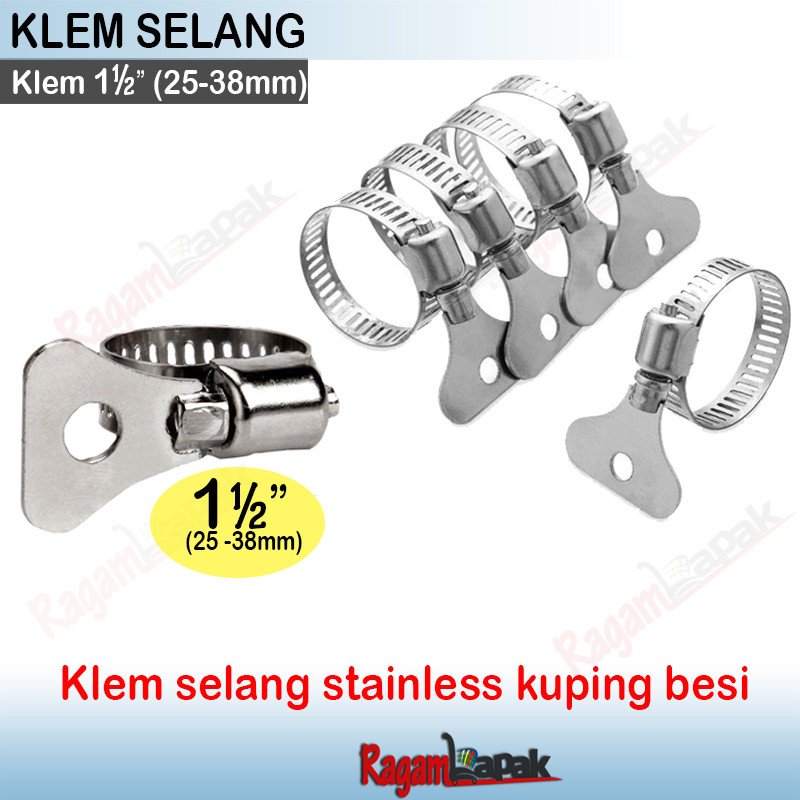 Jual Klem Selang Stainless Kuping Besi 1 1/2" (25-38mm) Hose Clamp 1 1/ ...