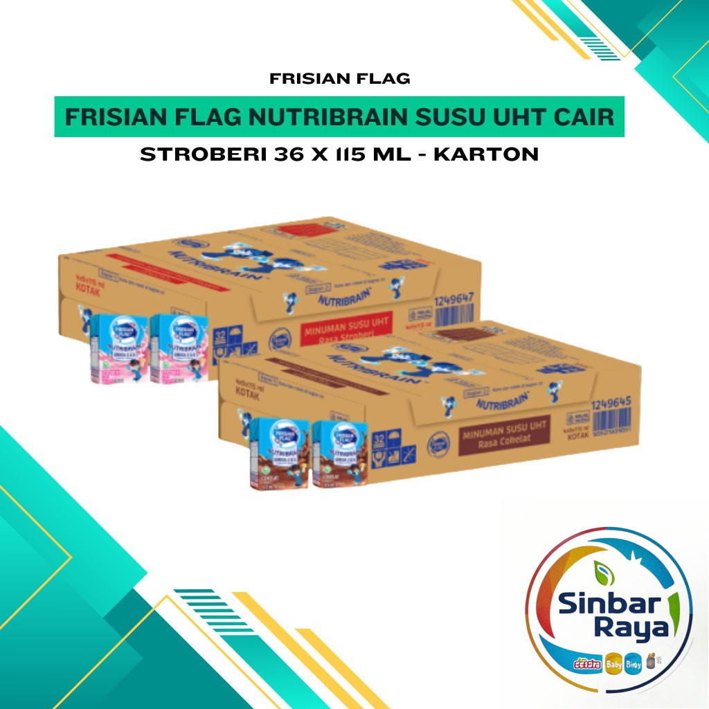 Jual Susu Frisian Flag Susu UHT Nutribrain Susu Kotak Cair Isi 1 Dus Coklat Stoberi Sinbar Raya ...