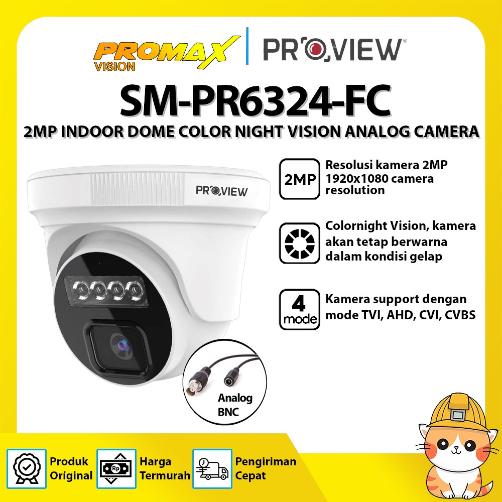 Jual PROVIEW SM-PR6324-FC 2MP INDOOR DOME COLOR NIGHT VISION ANALOG ...