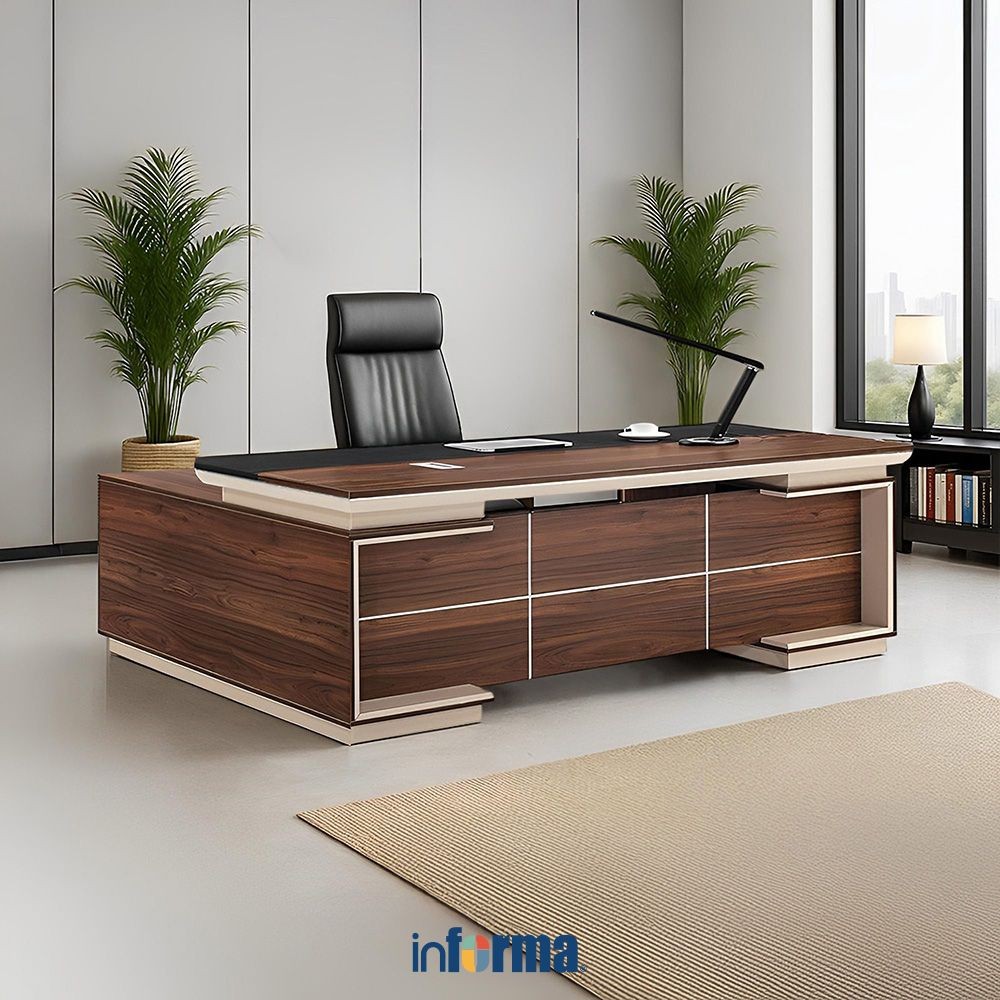 Jual Informa Monthana Meja Kantor Sisi Kiri 2009 - Cokelat Office Desk ...