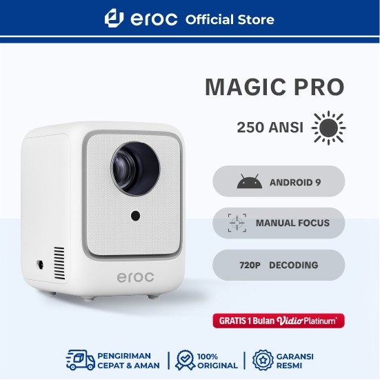 Jual EROC - MAGIC PRO Mini Projector Full HD Decoding 2800 Lumens Android IOS Cast - Model MAGIC ...