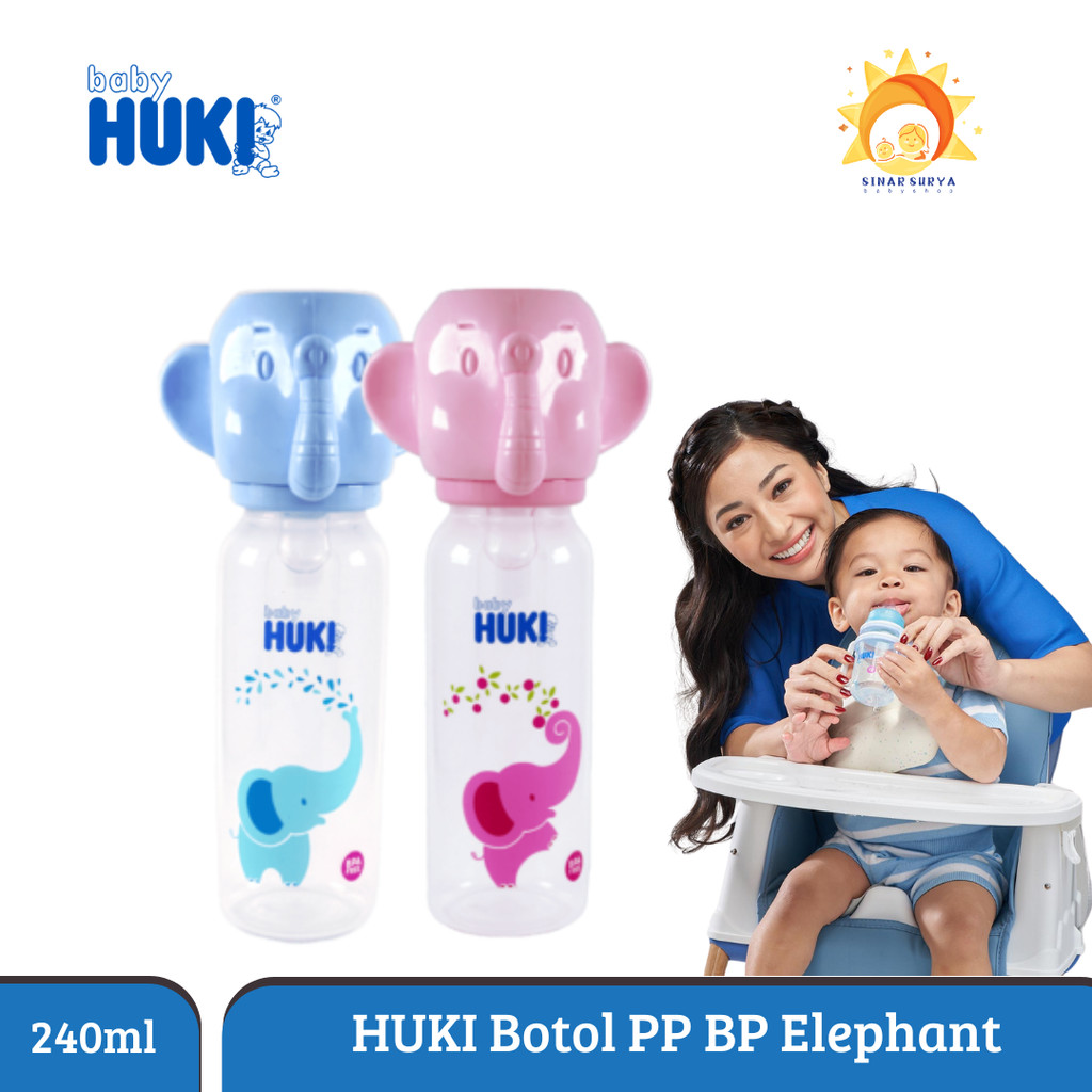 Jual HUKI Botol PP BP Elephant 240 ml/ Botol Susu dengan Tutup Botol ...