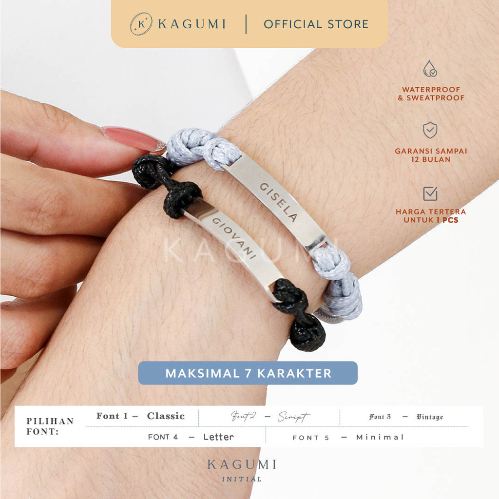 Jual KAGUMI Initial - Bali Bracelet | Gelang Serut Custom Titanium ...