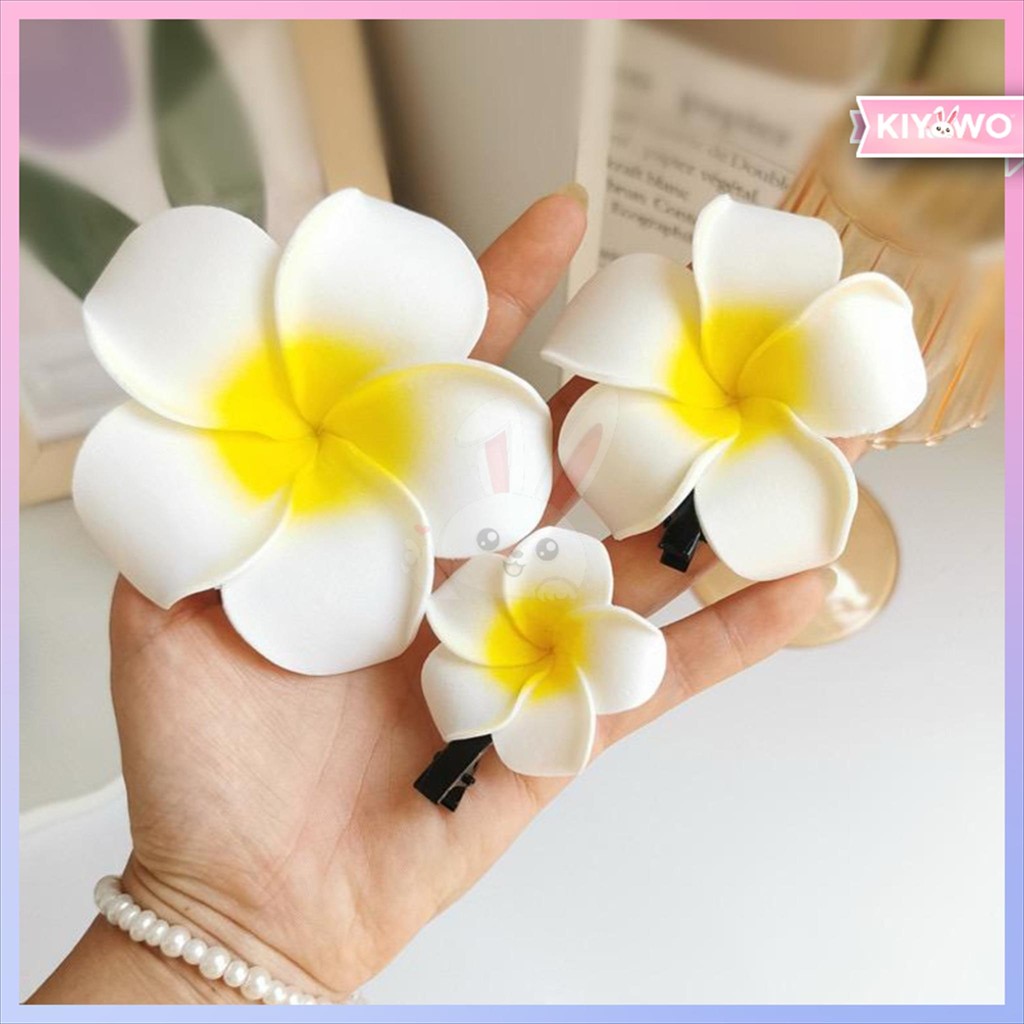 Jual KIYOWO Jepit Rambut Bunga Kamboja Putih Bahan Foam Gaya Fashion ...