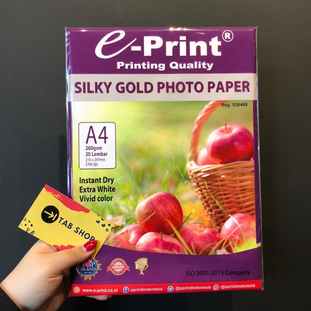 Jual NEW TAB SHOP - EPRINT SILKY GOLD PHOTO PAPER A4 260 GSM 20 LEMBAR ...