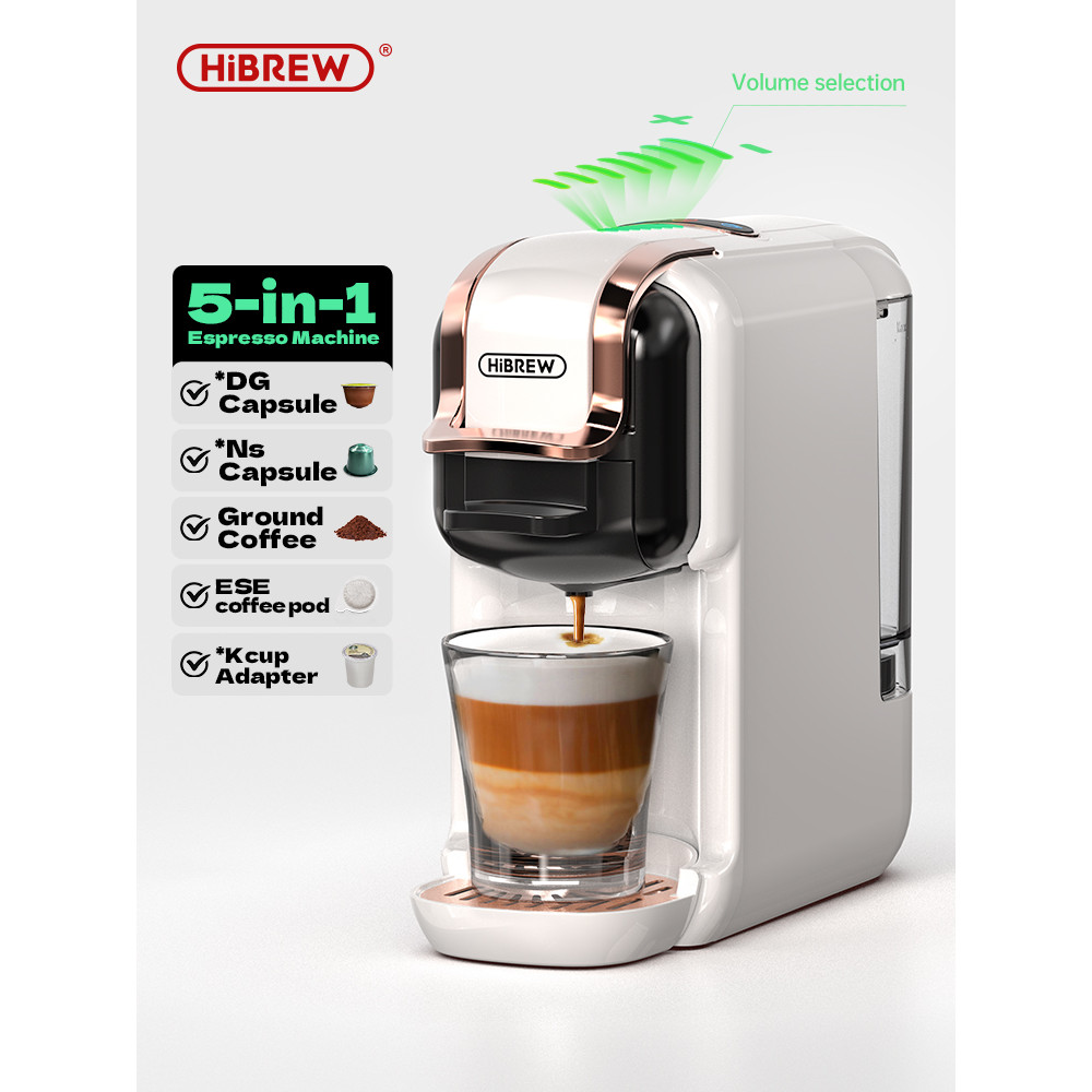 Jual HiBREW 5 in 1 Multiple Capsule Coffee Machine Hot/Cold DG Cappuccino Nes Small Capsule ESE ...