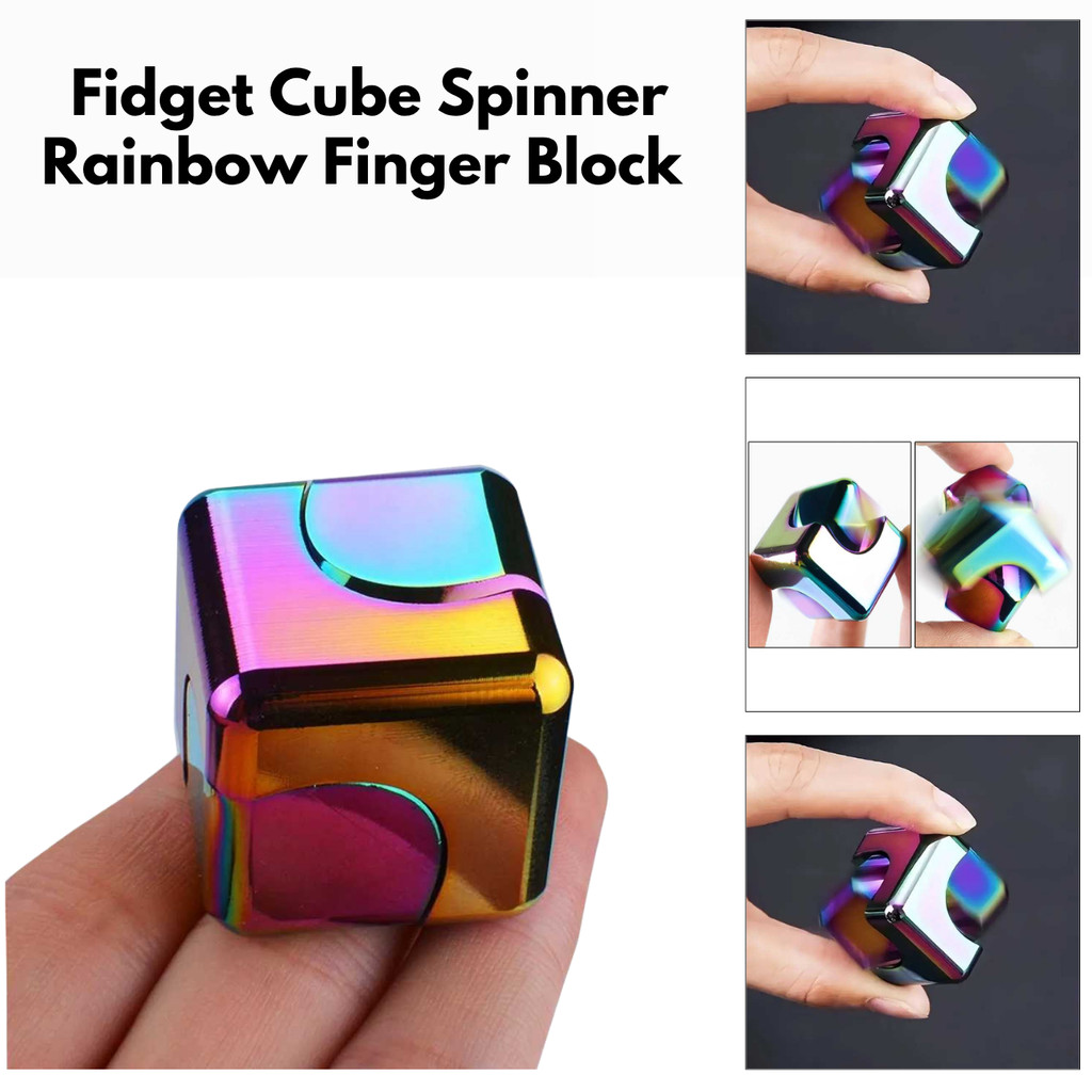 Jual THFS Fidget Cube Spinner Stress Relief Toy Finger Block Rainbow ...