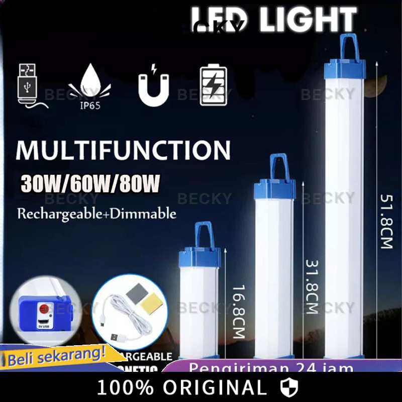 Jual BECKY Lampu neon led 30W 60W 80W Senter Darurat Gantung Kemping ...