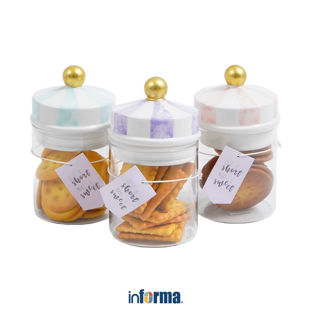 Jual Informa 500 ml Set 3 Pcs Stoples Kaca Carousel Flat Jar Tempat ...