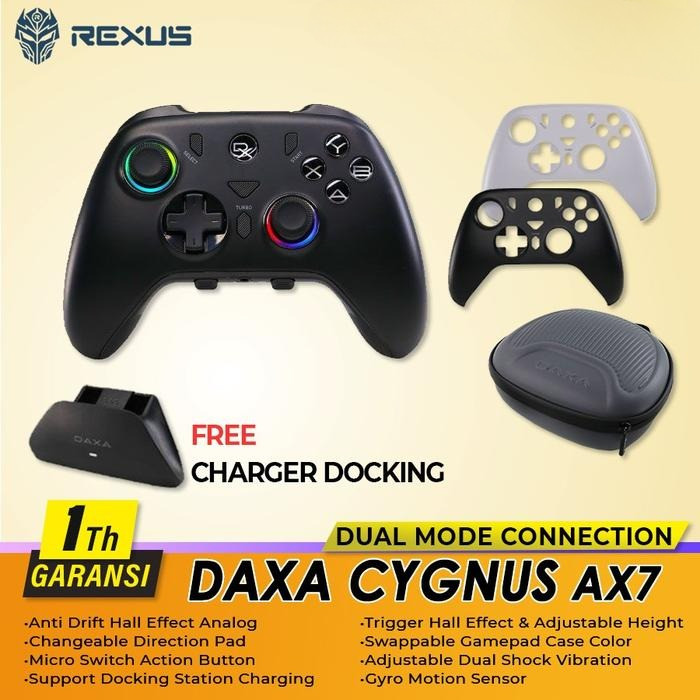 Jual Rexus Daxa Cygnus AX7 Hall Effect Mechanical Wireless Gamepad ...