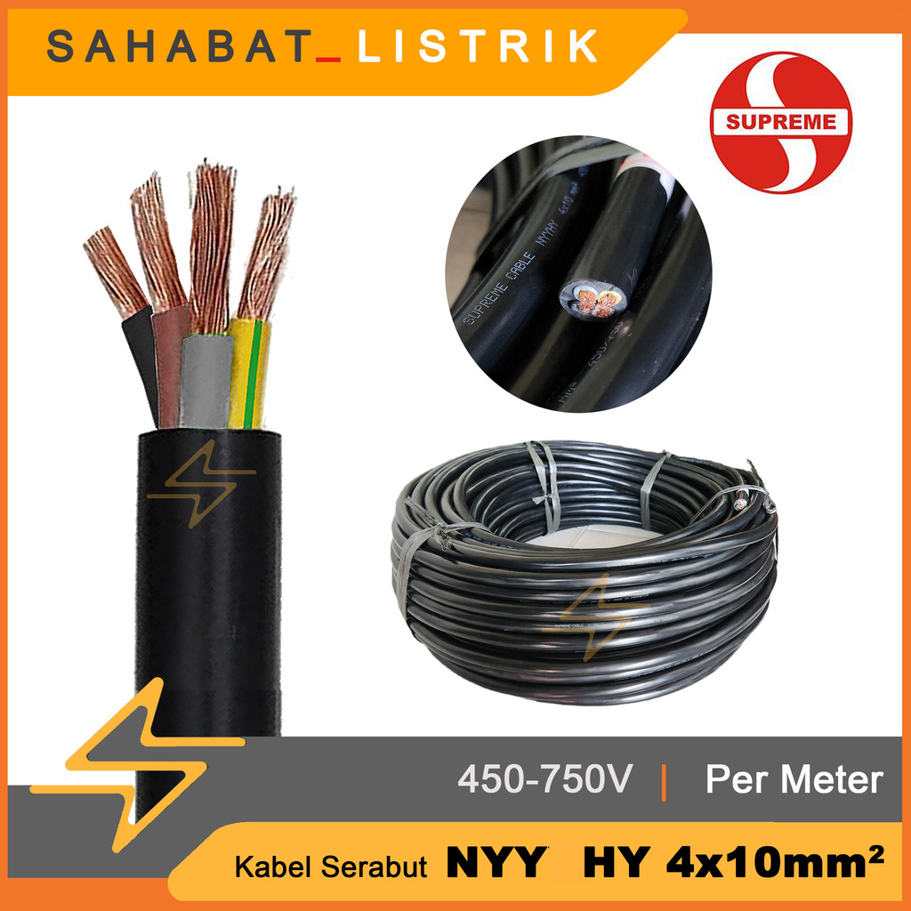Jual KABEL SERABUT SUPREME NYYHY 4X10 mm2 METERAN HITAM | Shopee Indonesia