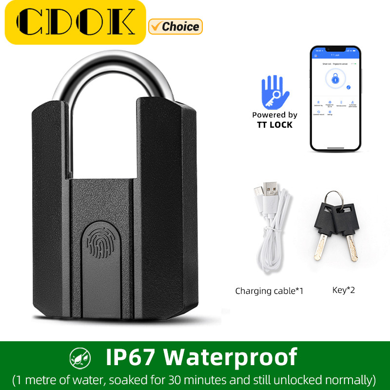 Jual IP67 TTLock Bluetooth APP Smart Padlock Fingerprint Lock Keyless ...