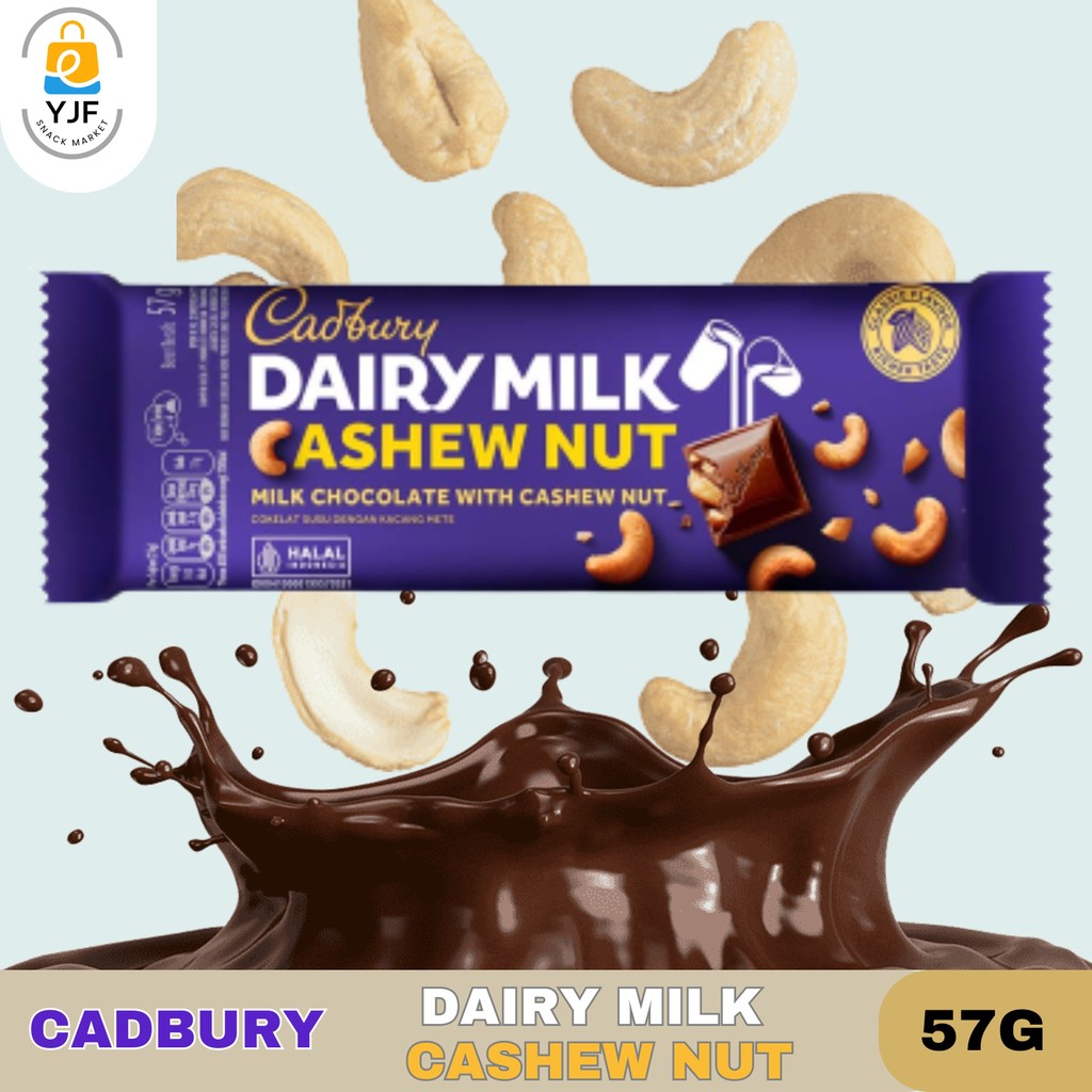 Jual Cadbury Dairy Milk Cashew Nut 57g / Coklat Susu / Chocolate ...