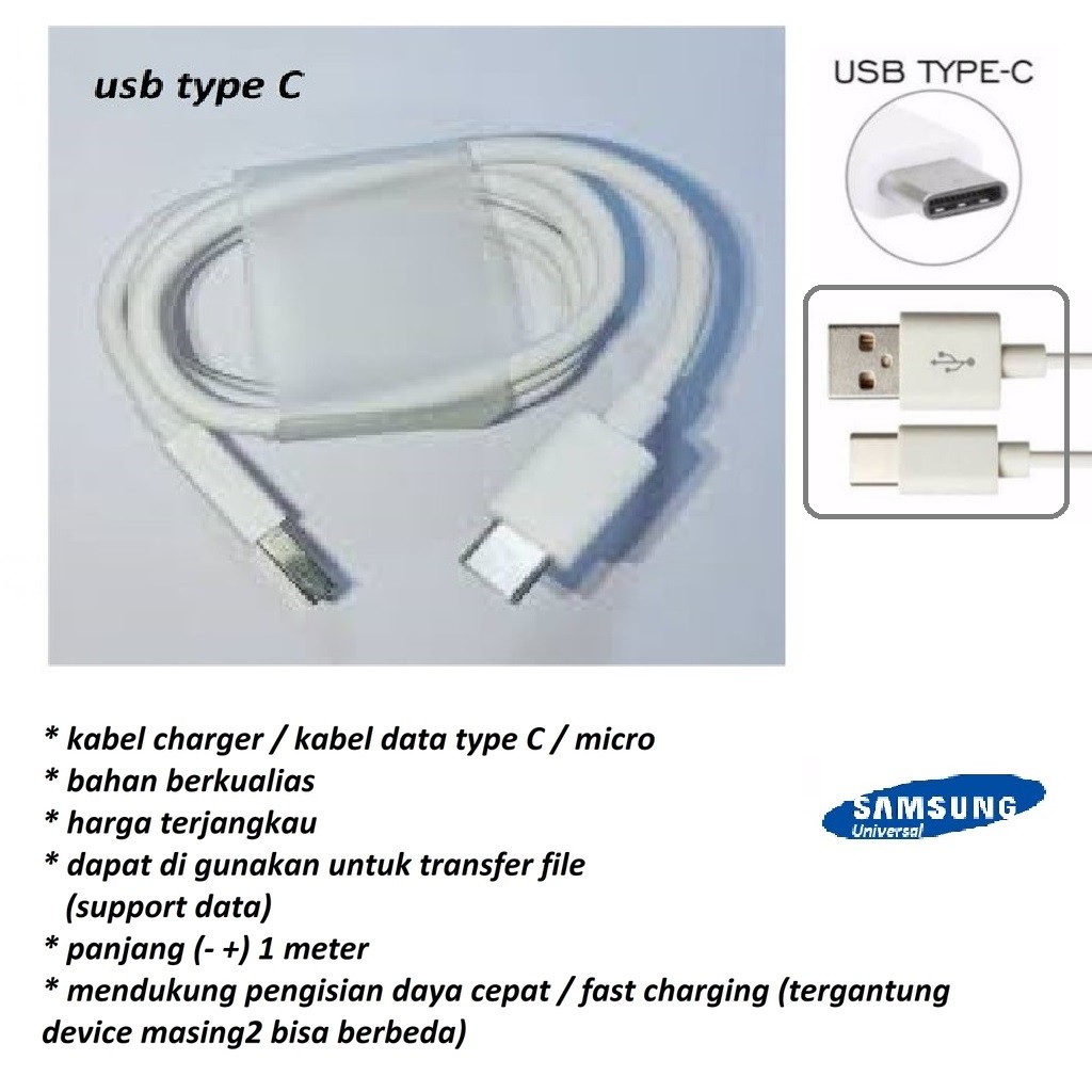Jual Usb type C kabel charger Samsung XCover 5 (SM-G525F / SM-G525N ...
