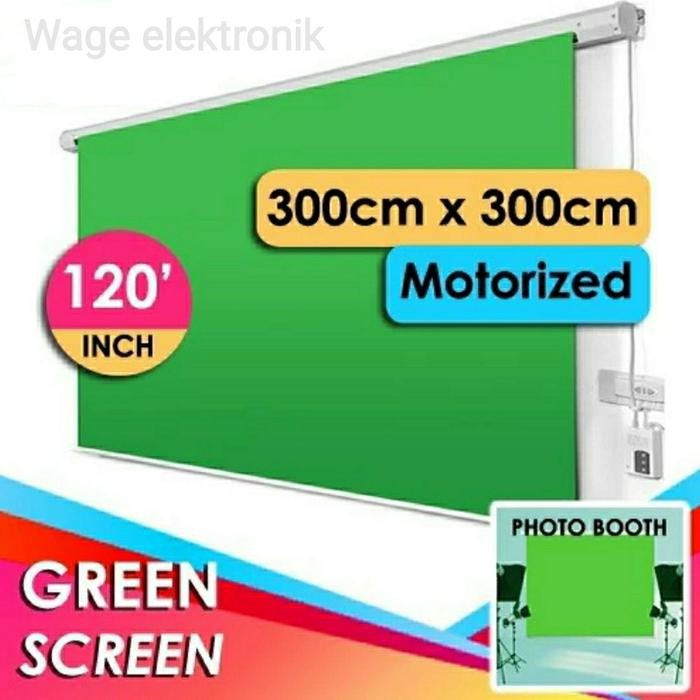 Jual Screen Green motorized 300 x 300 cm / Layar green motorized 120 ...