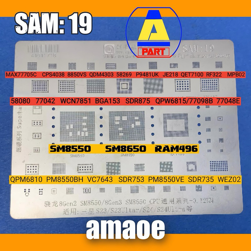 Jual PLAT CETAKAN BGA CPU SAM : 19 SM8550 SM8650 MAX77705C WCN7851 SDR875 PM8550 ORIGINAL ...