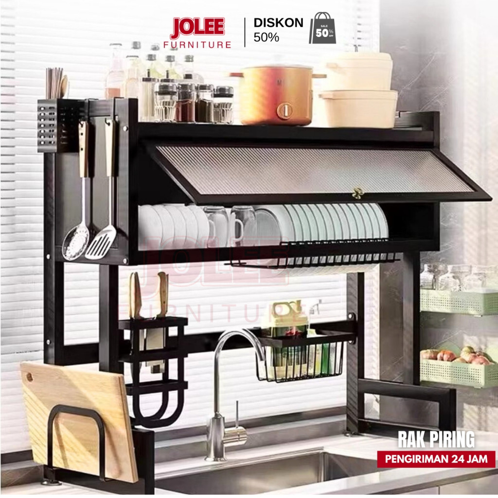 Jual Rak Piring Wastafel Dapur Stainless Steel Dengan Penutup Kabinet ...
