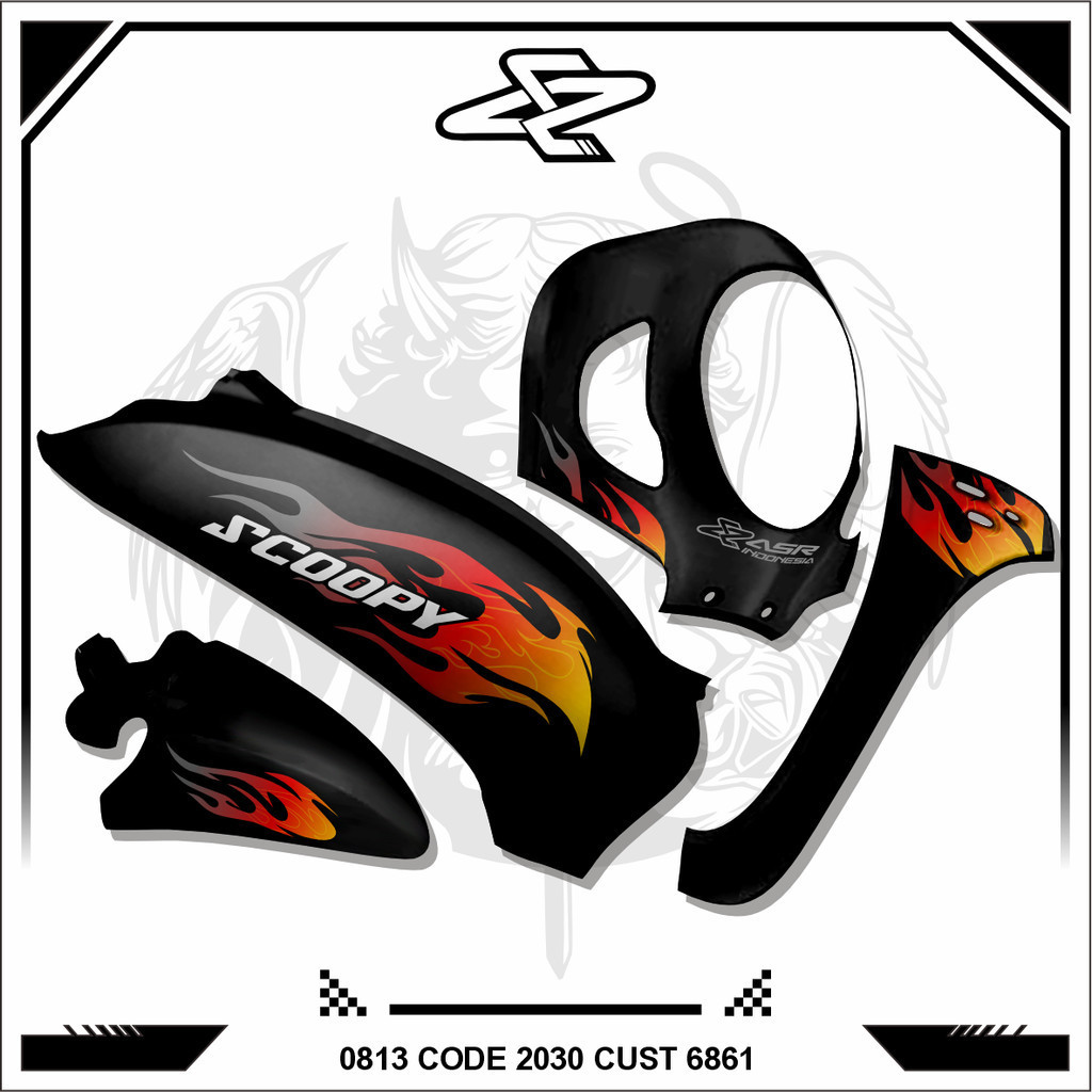 Jual Striping scoopy PRESTIGE 2021 motif API transparan stiker honda ...