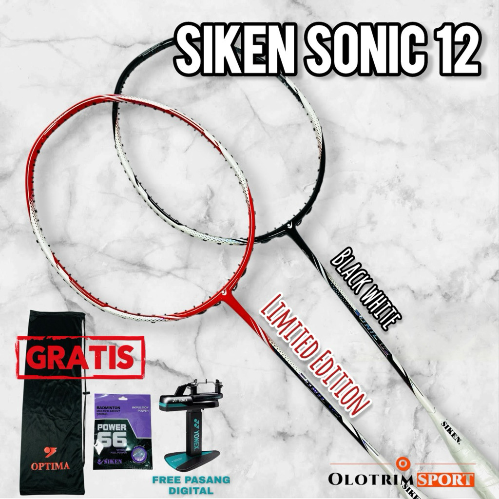 Jual Raket Badminton SIKEN SONIC 12 LIMITED EDITION 35 LBS RED WHITE ...