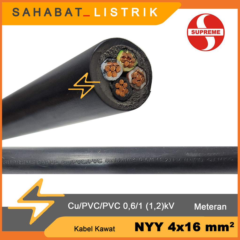 Jual Kabel Listrik SUPREME NYY 4X16 mm / Kabel Tufur 4X16 Per Meter | Shopee Indonesia