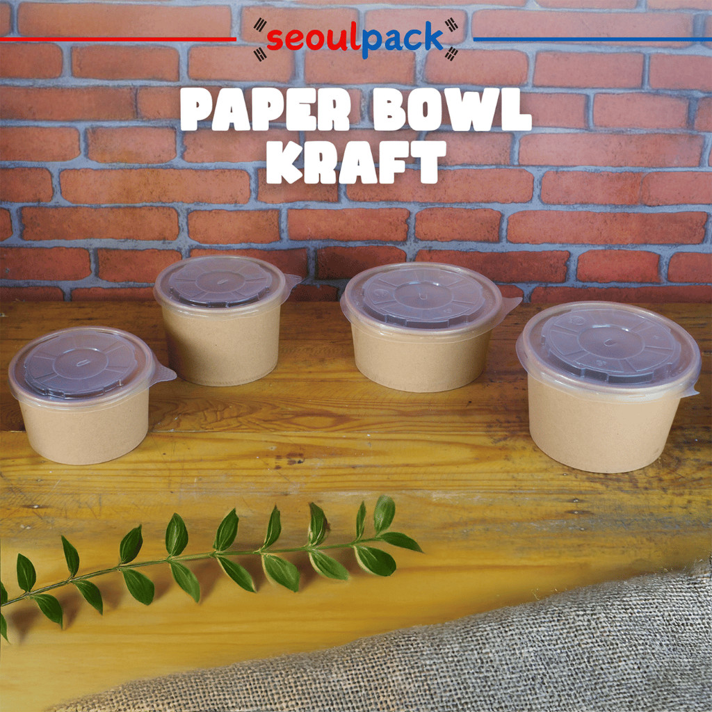 Jual Paper Bowl Kraft 360ml/500ml/650ml/800ml + Tutup (25pcs) - Rice Bowl, Mangkok Kertas, Wadah ...