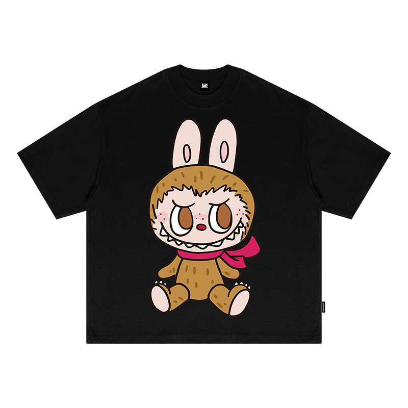 Jual Trend tokoh kartun Labubu 0002 katun hitam cotton combed 24s ...