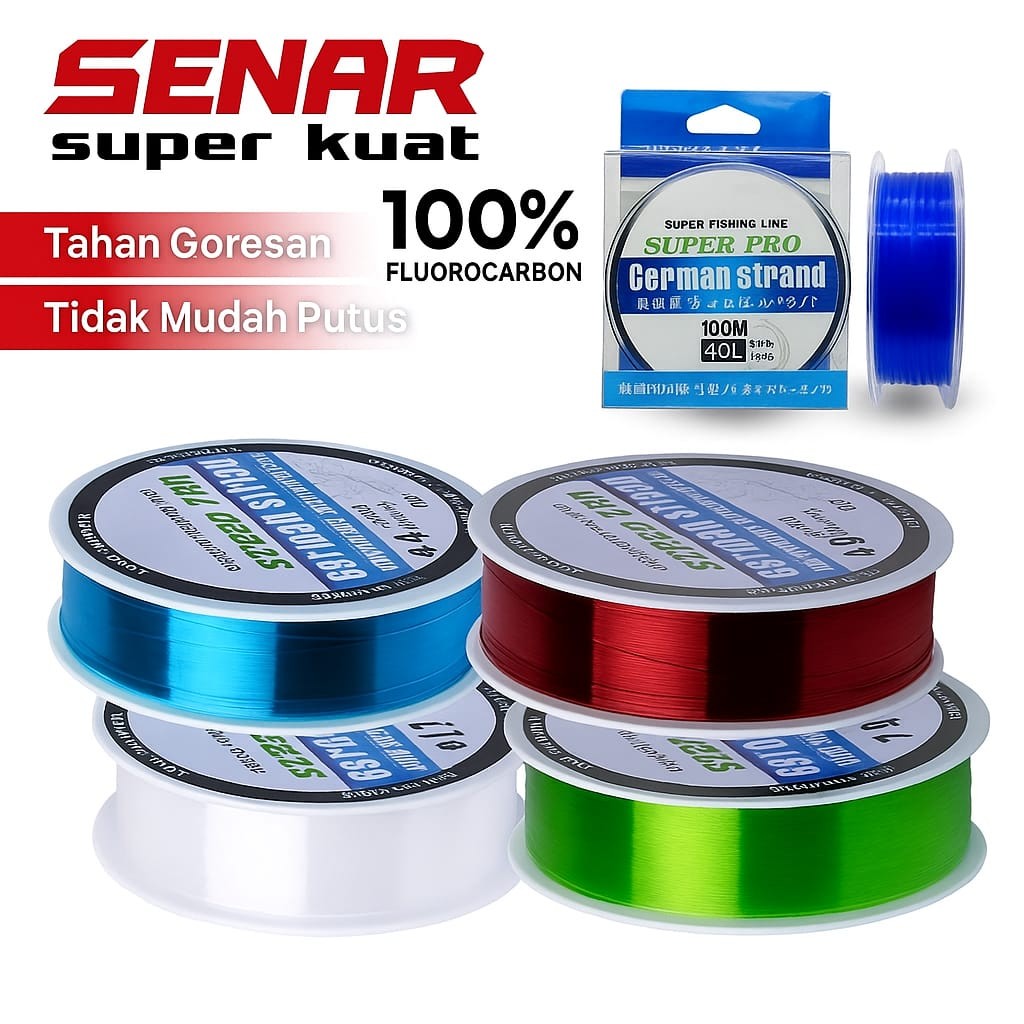 Jual Senar Pancing Nylon 200M German Strand Full Fluorocarbon Tali Senar Super Kuat Anti Putus ...
