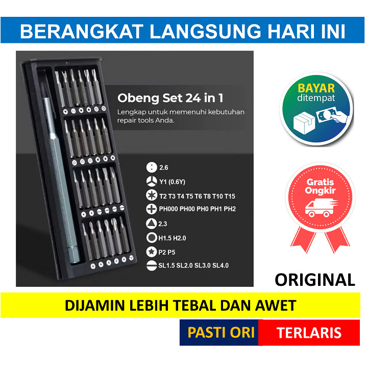 Jual Obeng 24 Set 24in1 in 1 Magnet Multifungsi isi 24 Servis HP Handphone Jam Tamiya Multi ...