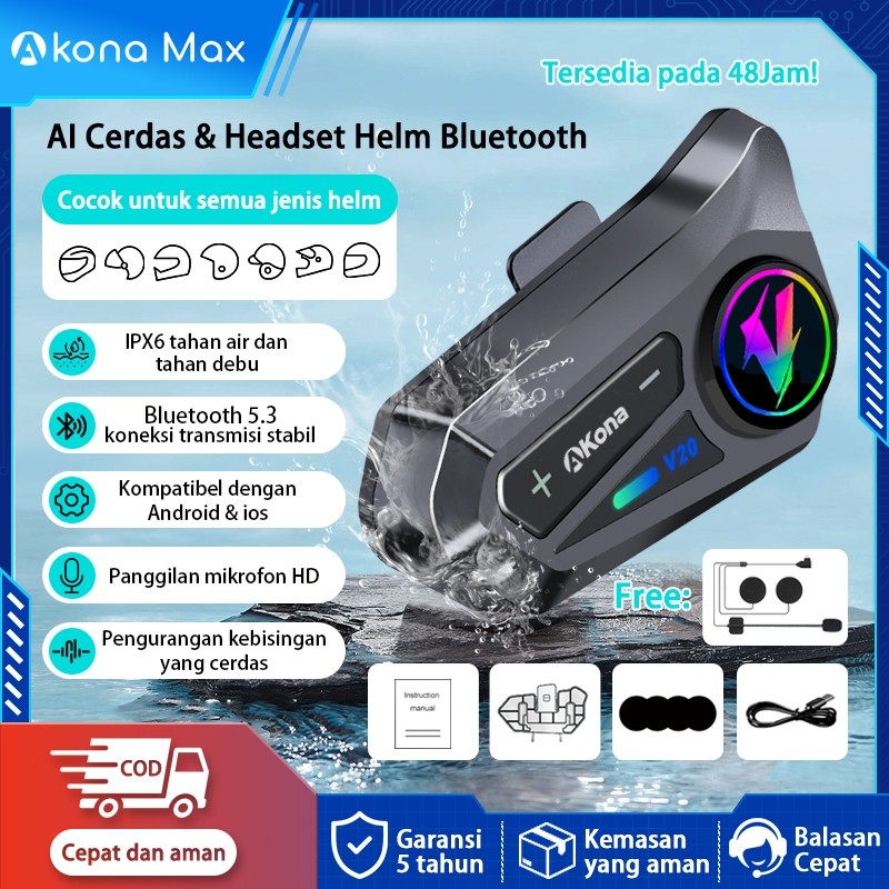 Jual Akona Intercom Helm Motor Headset Helm Bluetooth Hands Free IPX7 ...