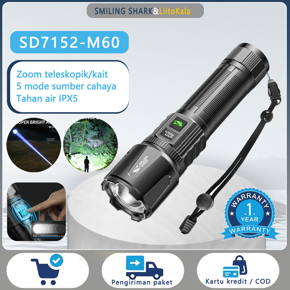 Jual 【COD】Senter SD7152-M60 LED Senter Super Bright M60 6000LM 3Mode ...