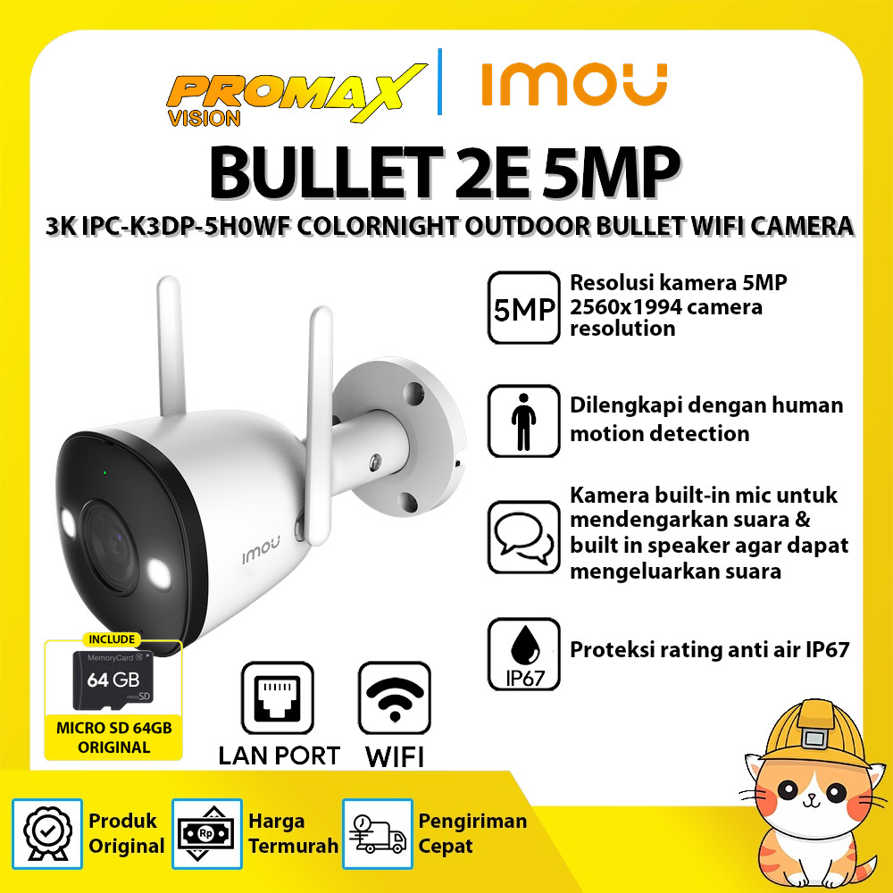 Jual IMOU BULLET 2E 5MP 3K IPC-K3DP-5H0WF COLORNIGHT OUTDOOR BULLET ...