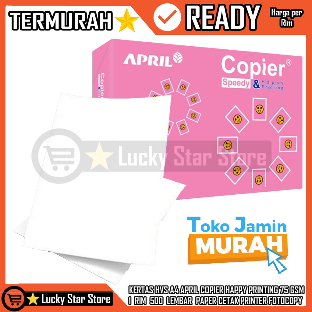 Jual April Kertas A4 April Copier Happy Printing 75gsm 1 Rim Per Pack ...