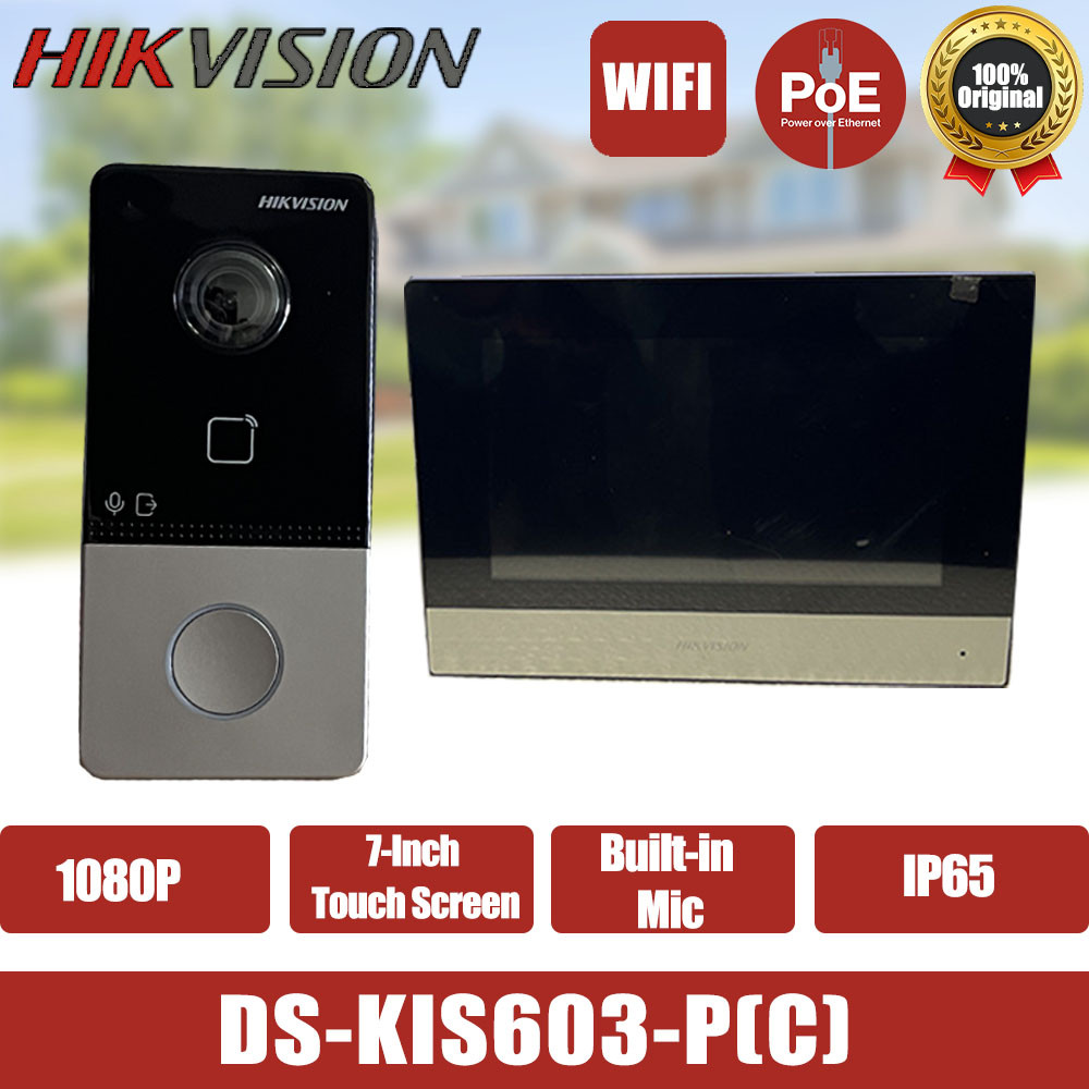 Jual Hikvision POE Video Intercom Kit DS-KIS603-P(C) Doorbell Door Station WIFI Monitor Include ...