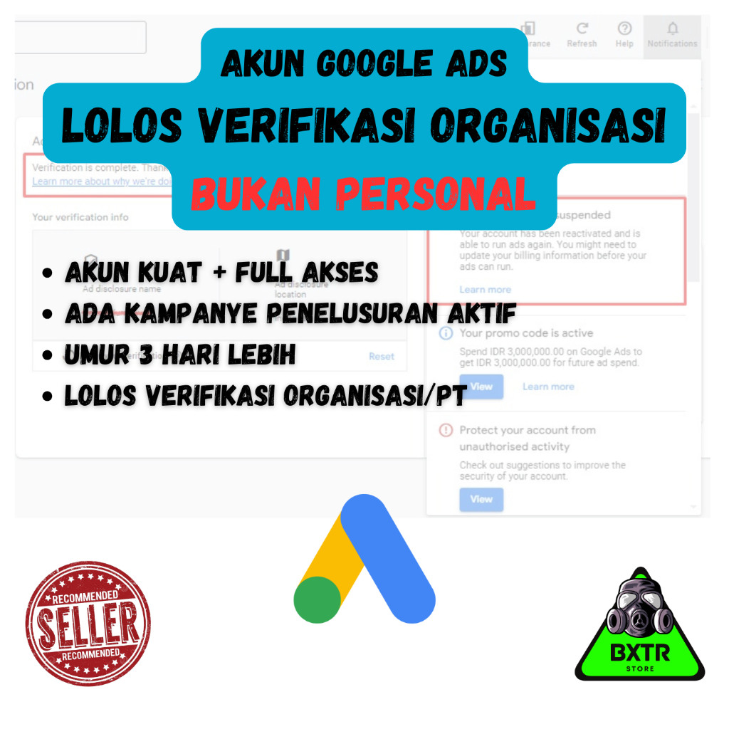 Jual Akun Google Ads Sudah Spend - Verifikasi Organisasi/PT (Bukan ...