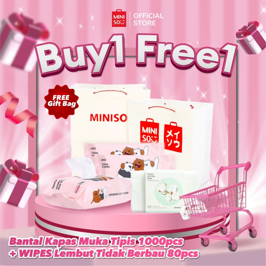 Jual 【Buy 1 Free 1】MINISO Facial Cotton Pad 1000pcs + WE BARE BEARS ...
