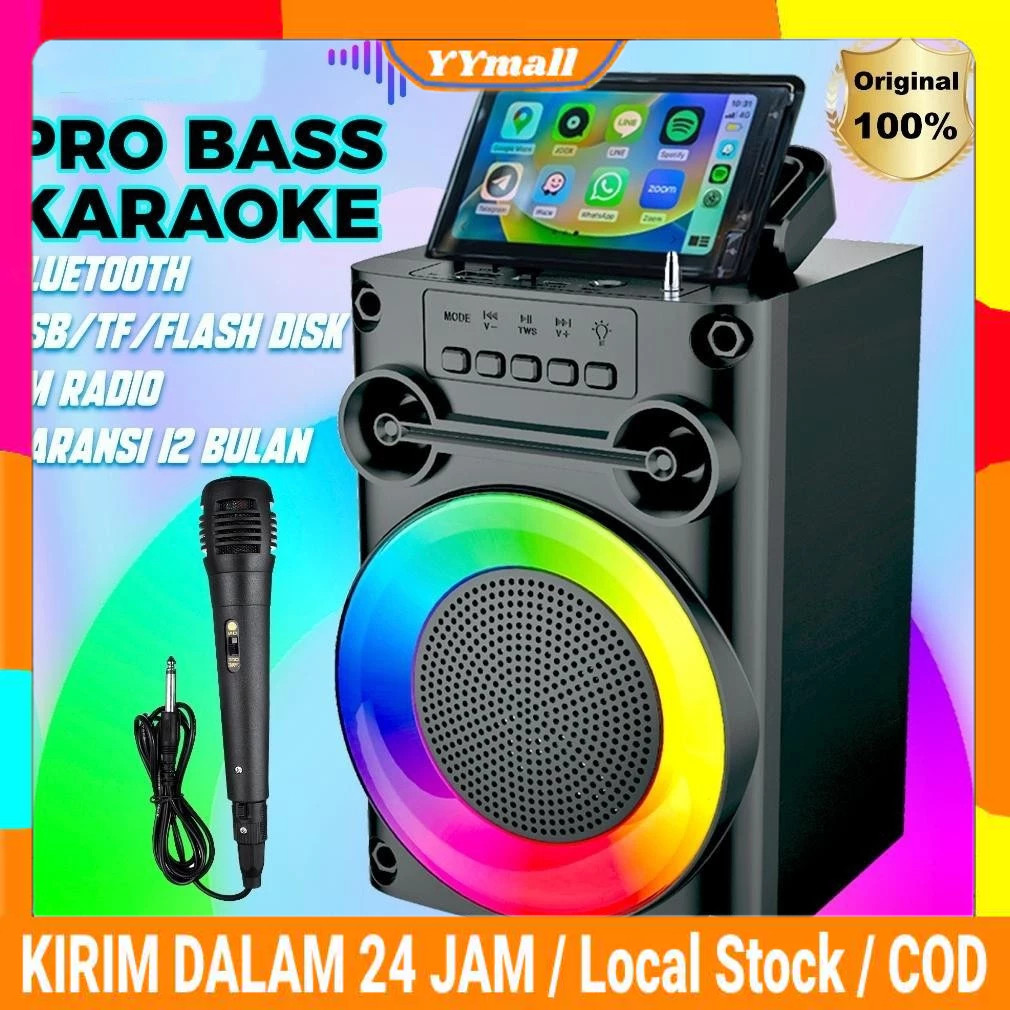 Jual 【PRO BASS】Speaker Bluetooth Karaoke Protable Super Bass Polytron ...