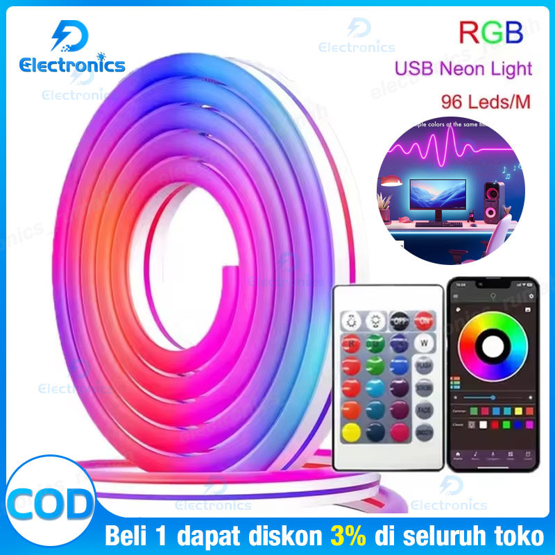 Jual Lampu Neon Flex Running LED Remote 5m Lampu warna warni LED ...