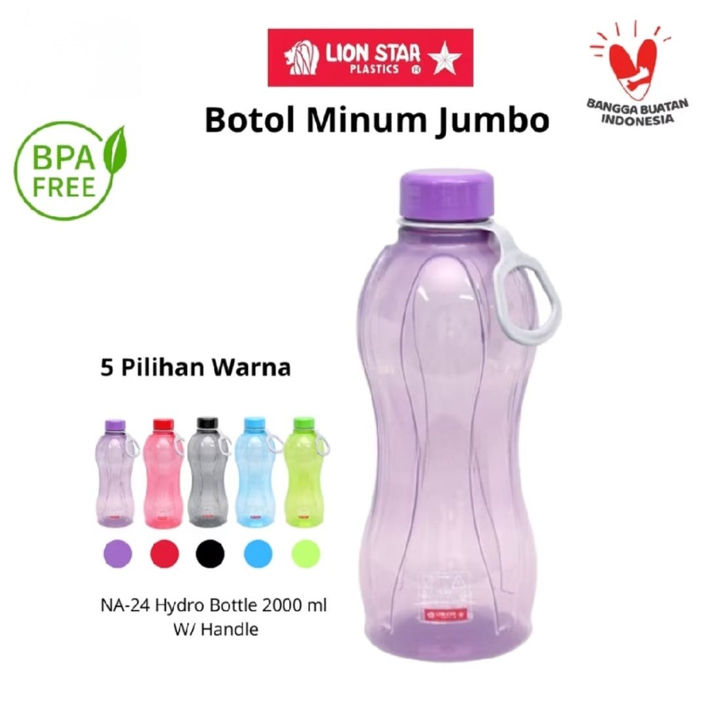 Jual Lion Star Botol Minum Hydro Bottle 2000ml +Handle Botol Minum Plastik Jumbo 2Liter PP5 Bpa ...