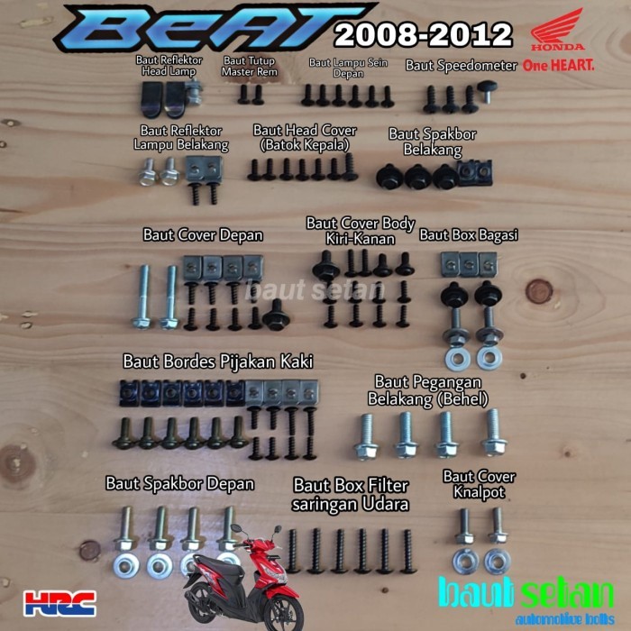 Jual Baut Full Body Honda Beat Karbu 2008-2012/Baut fullset Honda Beat ...