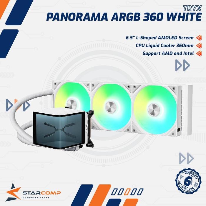 Jual TRYX PANORAMA ARGB 360 WHITE AMOLED Screen CPU Liquid Cooler ...