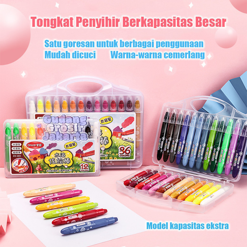 Jual Crayon Grasp Original 12/24/36/48 Warna Water Soluable Crayon ...
