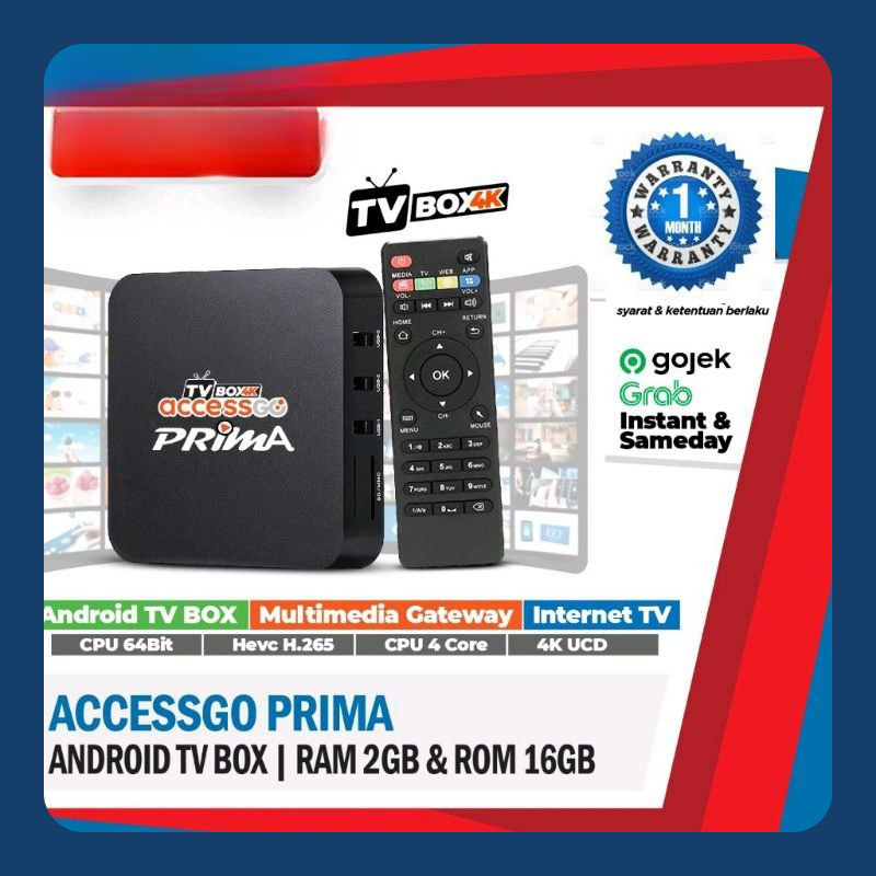 Jual Android TV Box 4K ACCESSGO SmartTV RAM 2GB/16GB PRIMA | Shopee ...