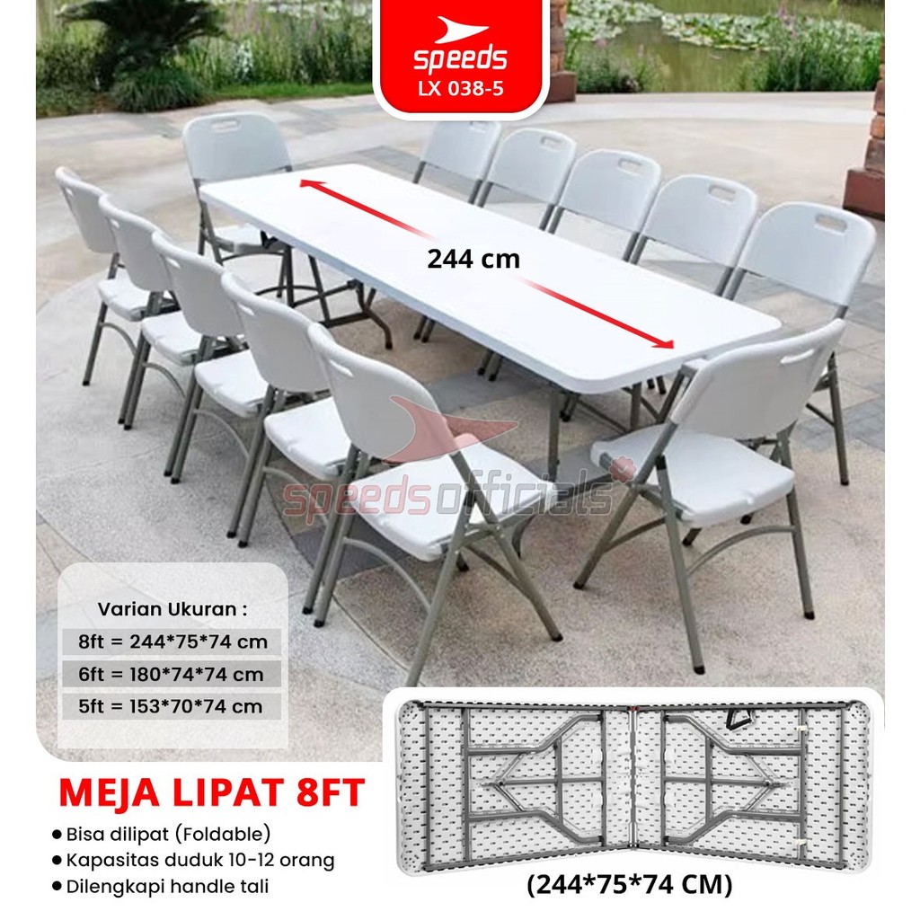 Jual SPEEDS Meja Lipat Folding Table Portable 244x75x74cm HDPE Indoor ...