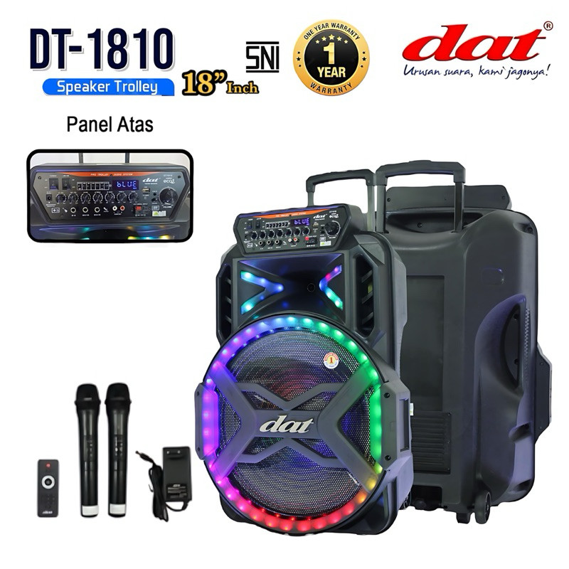 Jual Speaker Aktif 18 inch DAT DT-1810 / bluetooth portabel 2 mic wireles karaoke | Shopee Indonesia