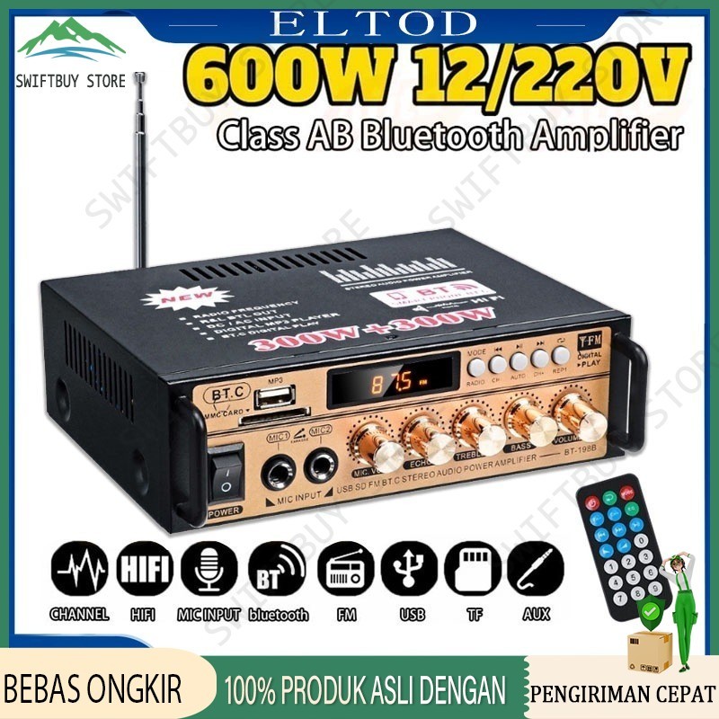 Jual 300W+300W Digital Hifi Bluetooth Stereo Audio Amplifier Fm Radio ...